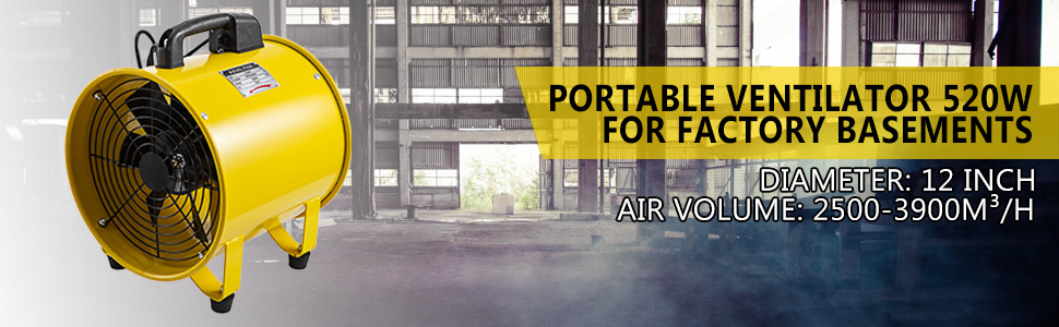 Portable Ventilator Portable Ventilation Fan 12" Utility Blower2500 ...