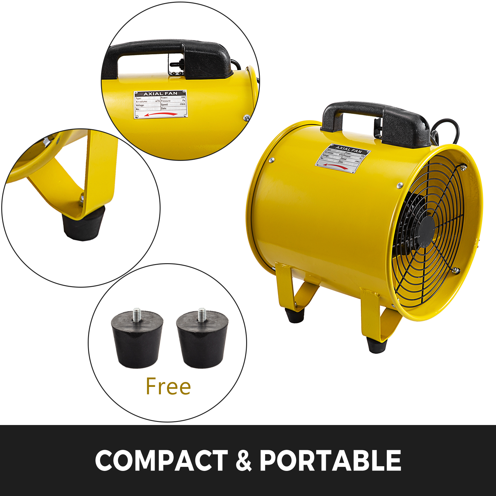 12" 300mm Portable Ventilation Extractor Fan With 10m Pvc Ducting 2500 ...