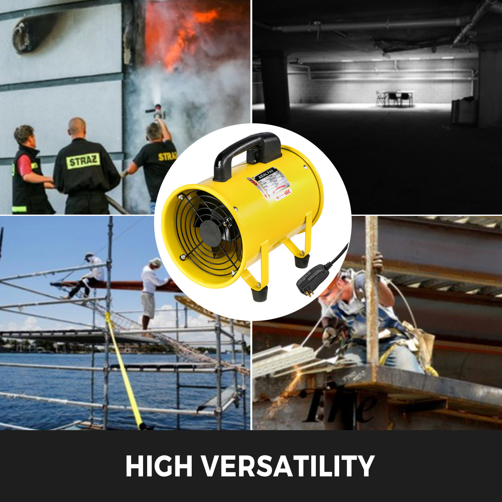 8'' Extractor Fan Blower 2 Speed 5m Duct Hose Exhaust Rubber Feet High ...