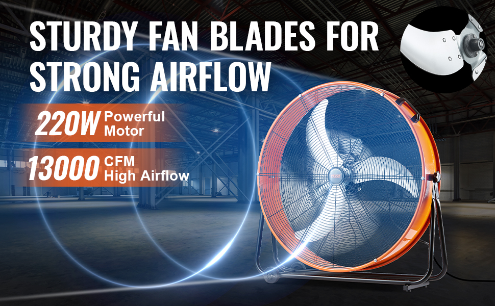 VEVOR Drum Fan 30 Inch High Velocity Industrial Use 3-Speed 13000CFM ...