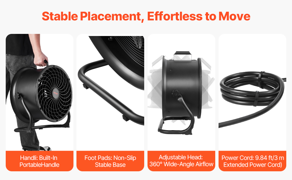 14 Inch Floor Fan 3 Speeds 360° Adjustable Tilt High-Velocity ...