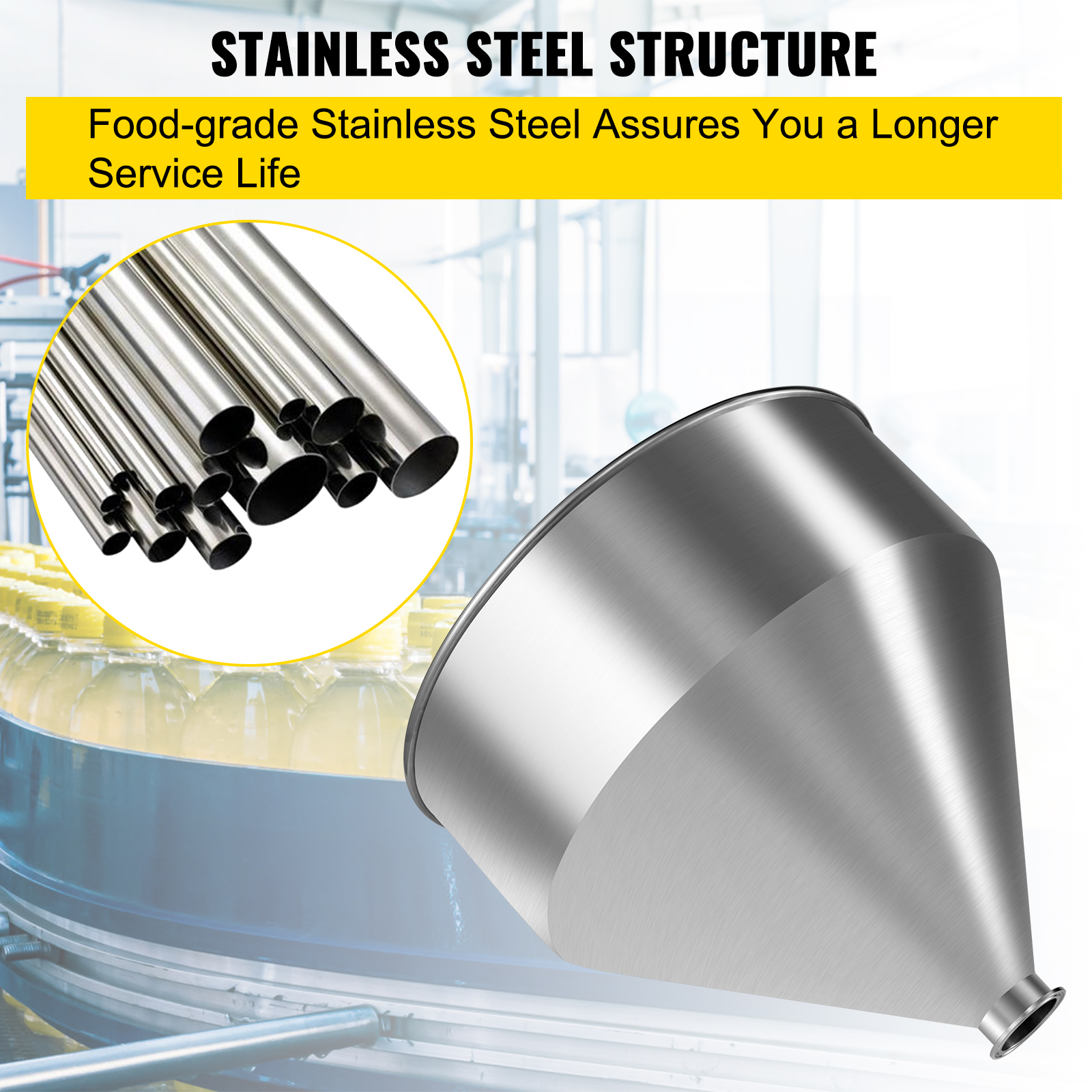 VEVOR 30L/7.9Gal 304 Stainless Steel Hopper for Paste/Liquid Filling ...