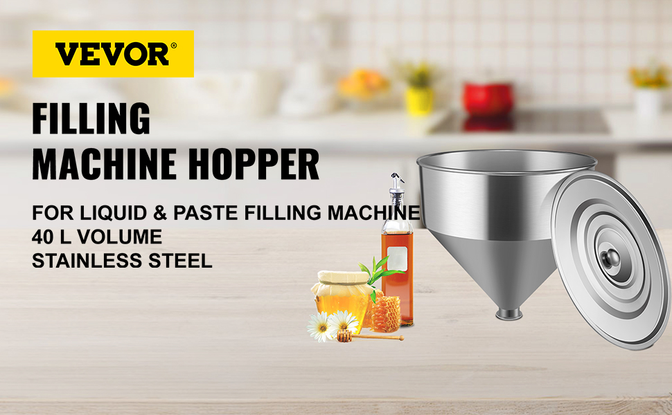 VEVOR 40L/10.6Gal 304 Stainless Steel Hopper for Paste/Liquid Filling ...