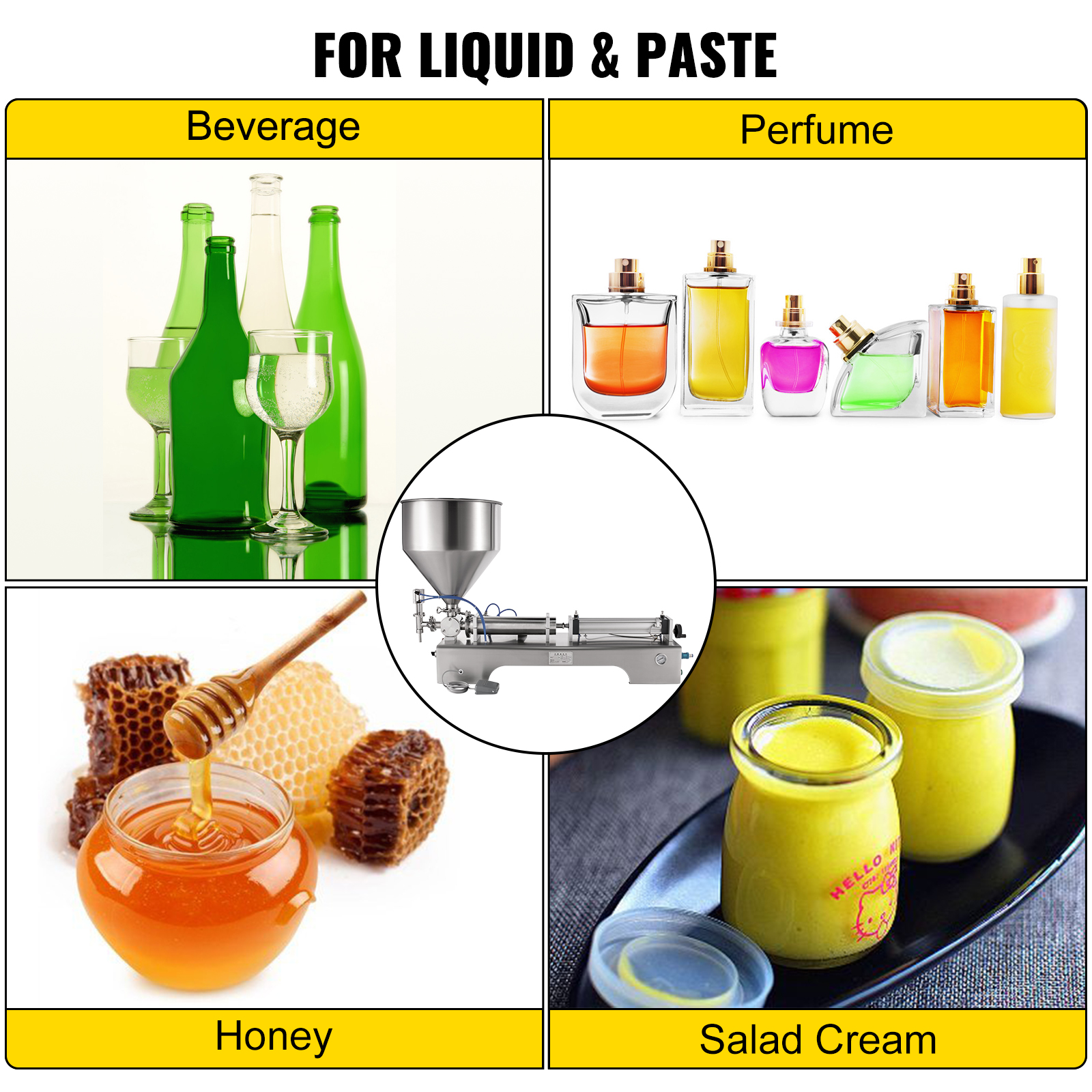 VEVOR 40L/10.6Gal 304 Stainless Steel Hopper for Paste/Liquid Filling ...