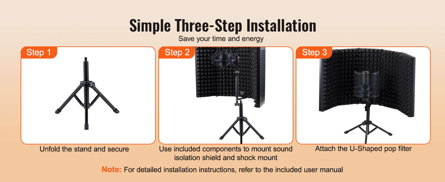 VEVOR Microphone Isolation Shield, 5-Panel, Studio Recording Mic Sound ...