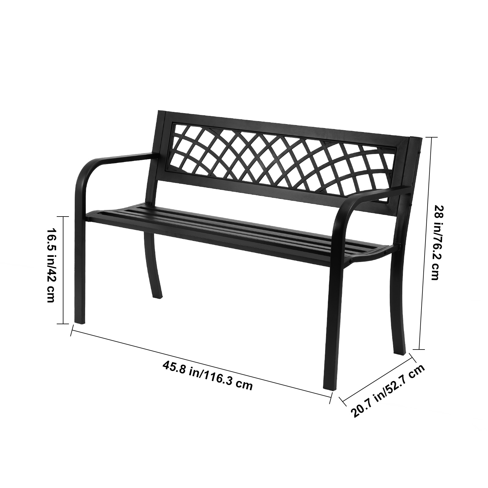 VEVOR Outdoor Bench, 46 inches Metal Garden Bench for Outdoors, 480 lbs ...