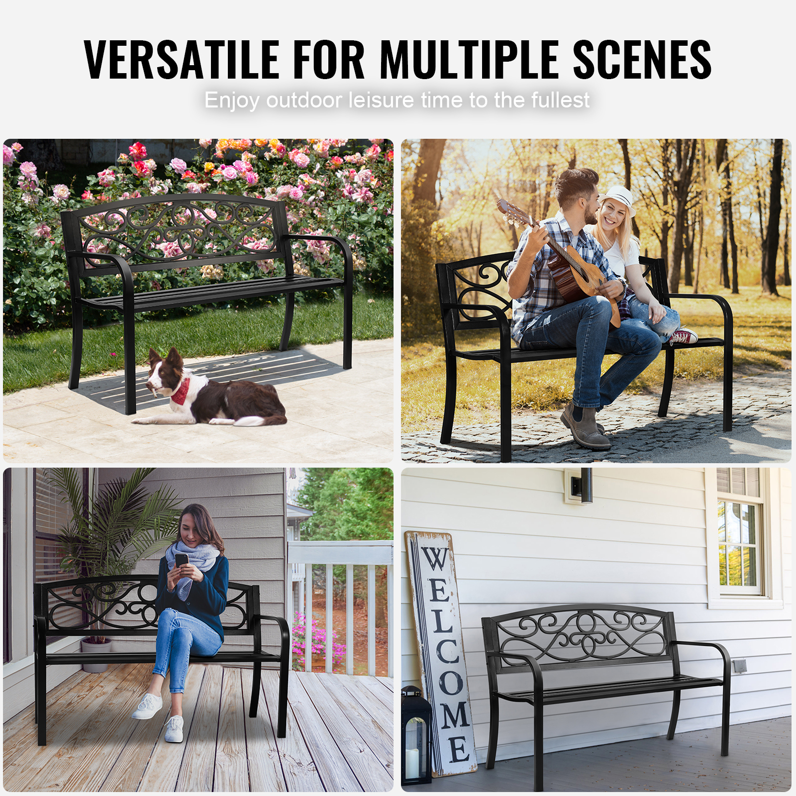 Outdoor Bench 48/50/63/46/38.8in Garden Bench Park Patio Yard Porch ...