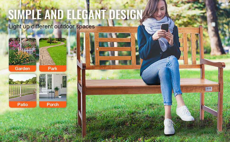 VEVOR Panca da Esterno Legno Portata 318 kg Panca da Giardino, Portico 122 cm | VEVOR IT