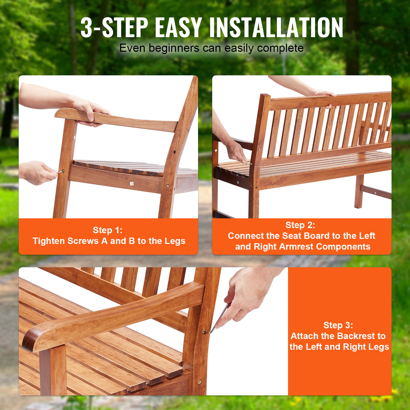 Outdoor Bench 48/50/63/46/38.8in Garden Bench Park Patio Yard Porch ...