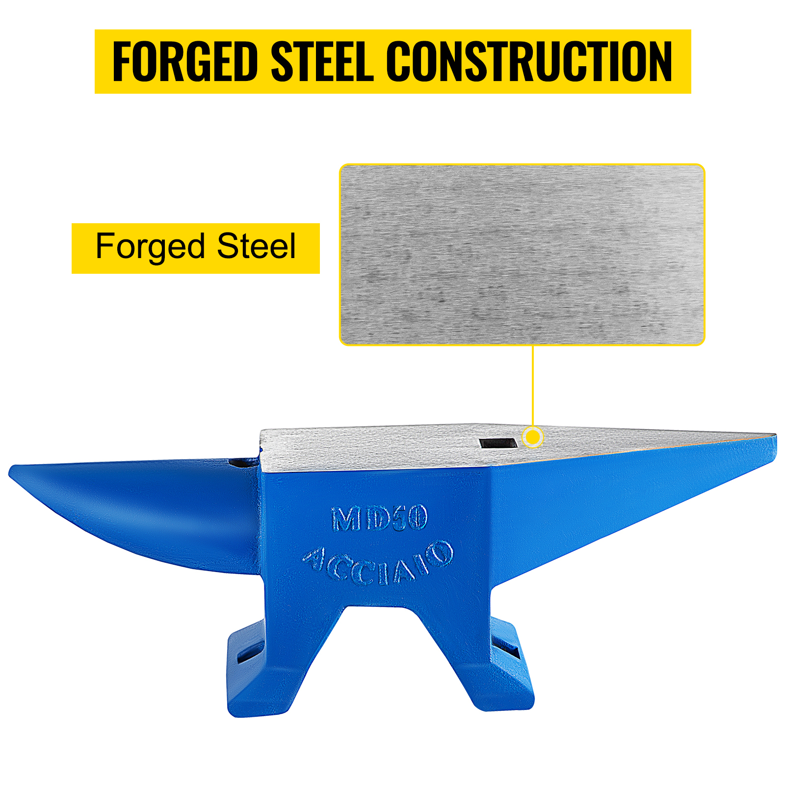 Mophorn 50Kg/110Lbs Single Horn Anvil Cast Steel Blacksmith Anvil for ...