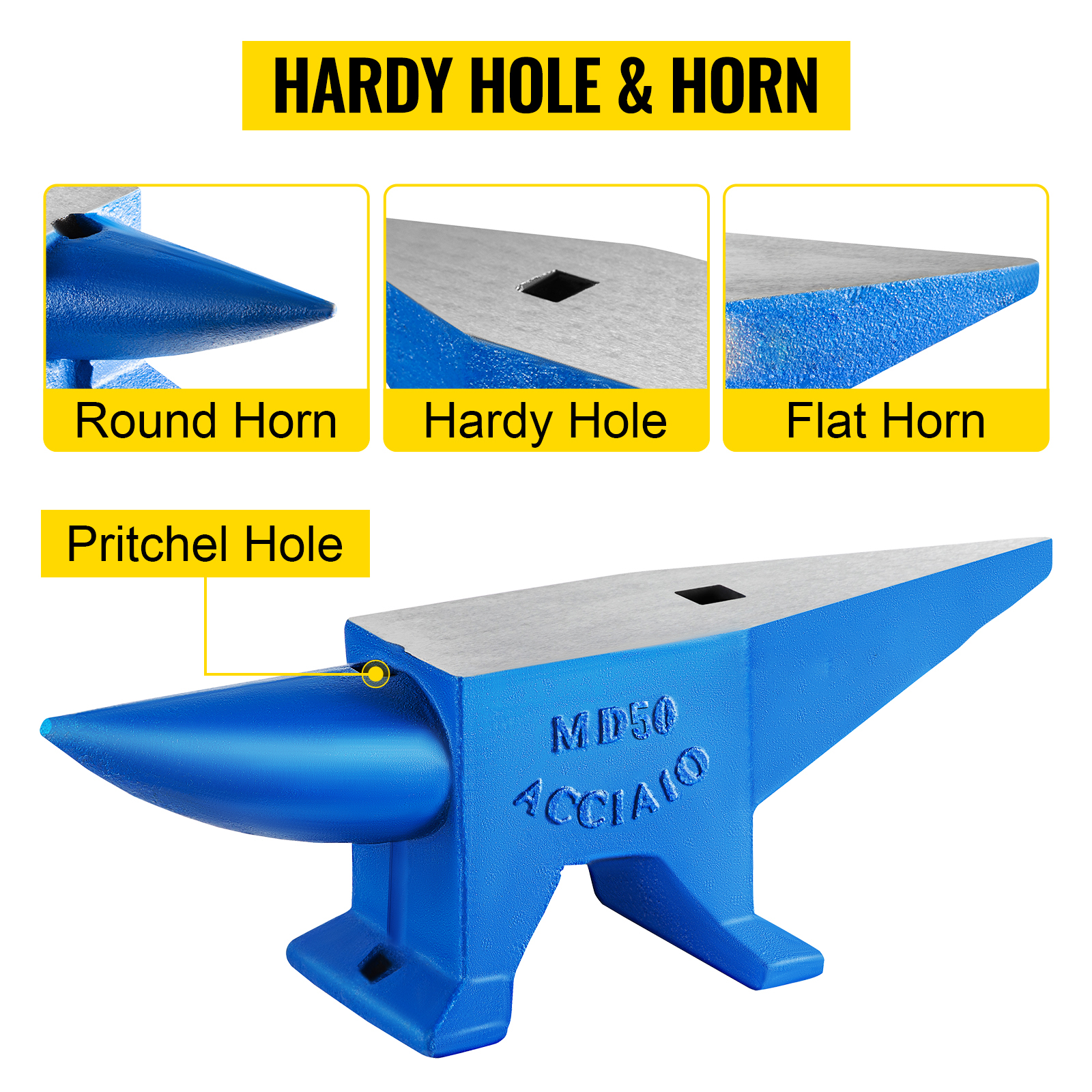 Mophorn 50Kg/110Lbs Single Horn Anvil Cast Steel Blacksmith Anvil for ...