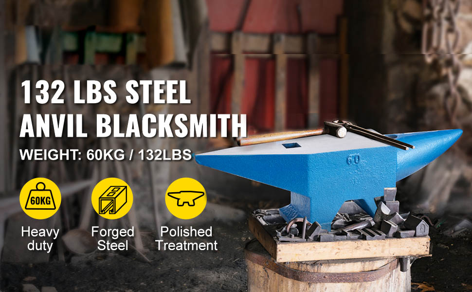 Mophorn Single Horn Anvil 132Lbs Cast Steel Blacksmith Anvil Forge ...