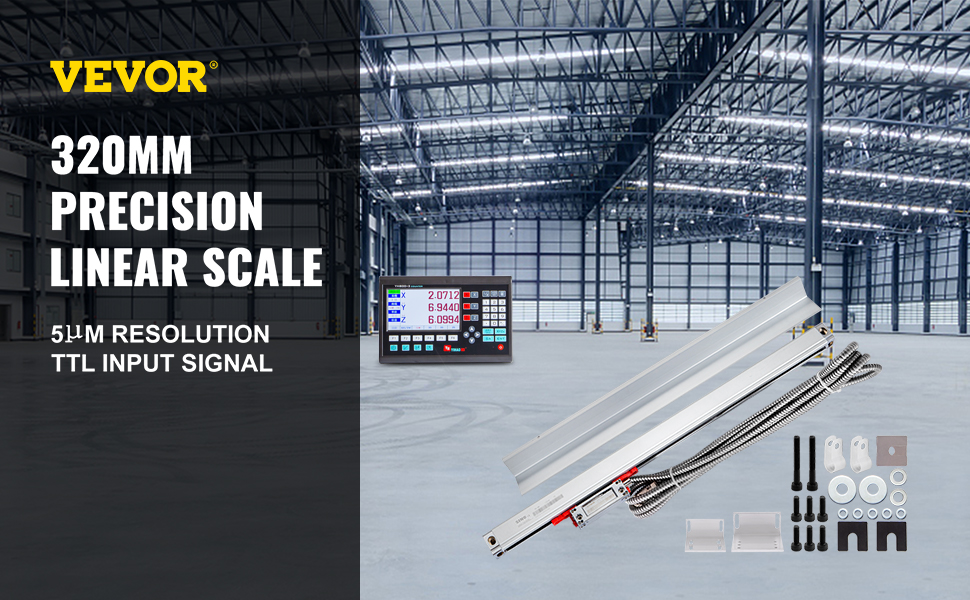 Vevor Precision Linear Scale Linear Glass Scale 320 Mm Dro Lathe ...