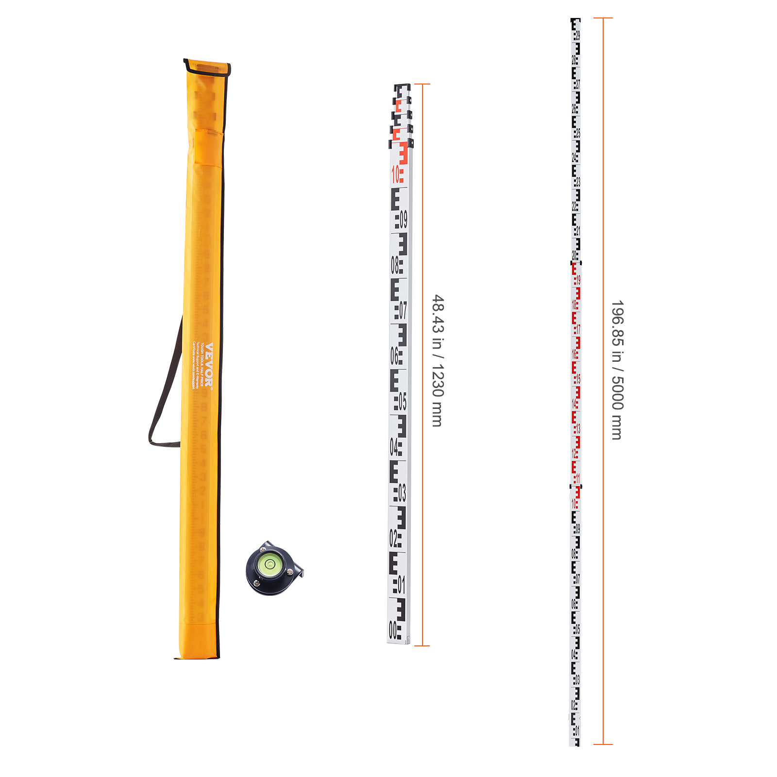 VEVOR Aluminum Grade Rod, 5M Metric Telescopic Measuring Rod, Double ...