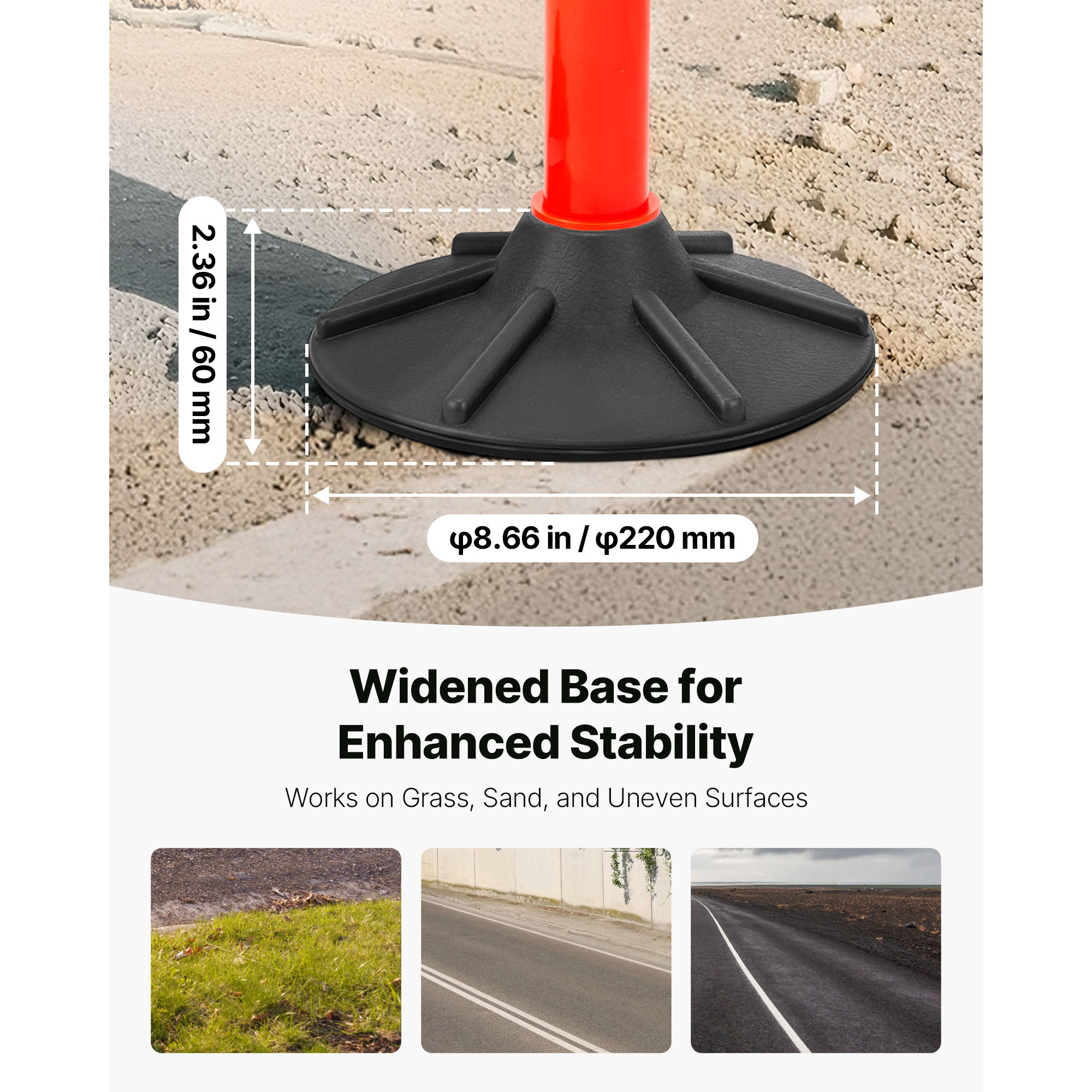 Mophorn Set of 2 Traffic Delineator Posts, 871 mm Safety Cones with ...