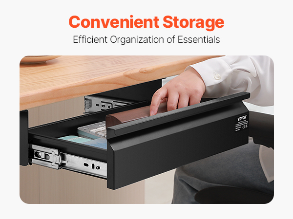 16 in Under Desk Drawer Organizer Slide-out Drawer Space Saver for Home ...