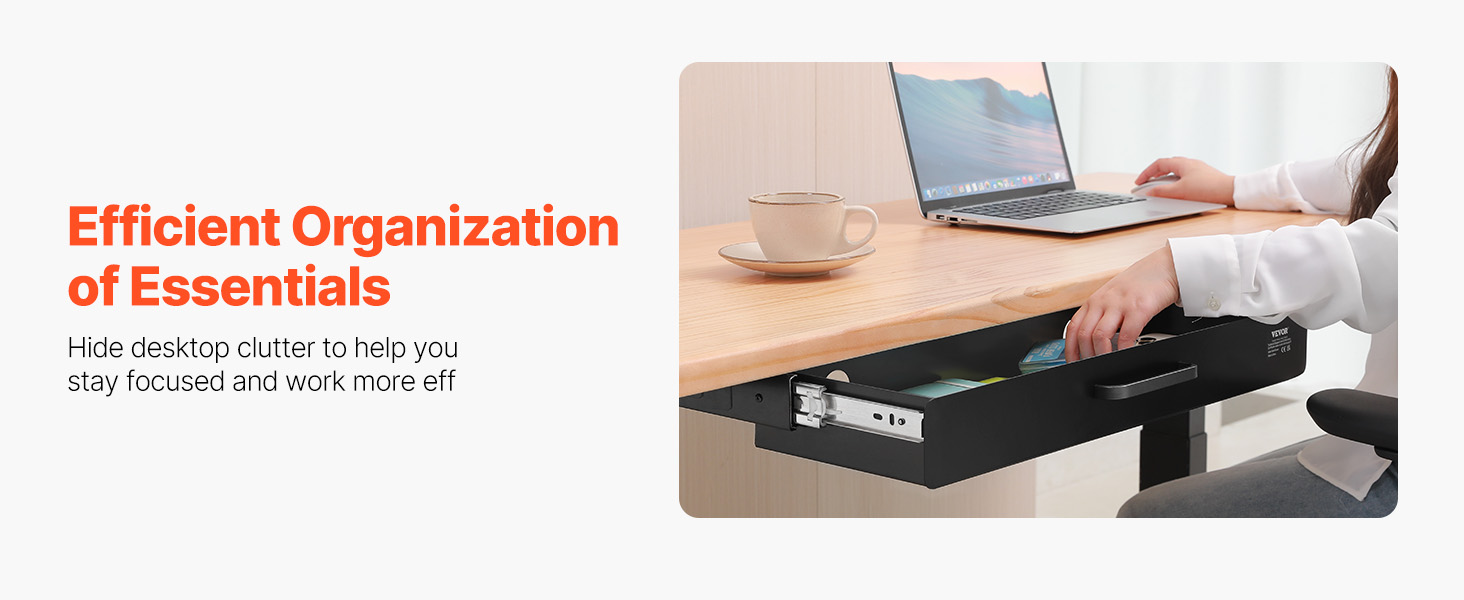 22 in Under Desk Drawer Organizer Slide-out Drawer Space Saver for Home ...