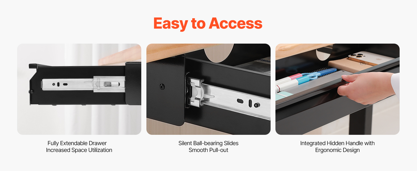 26 in Under Desk Drawer Organizer Slide-out Drawer Space Saver for Home ...