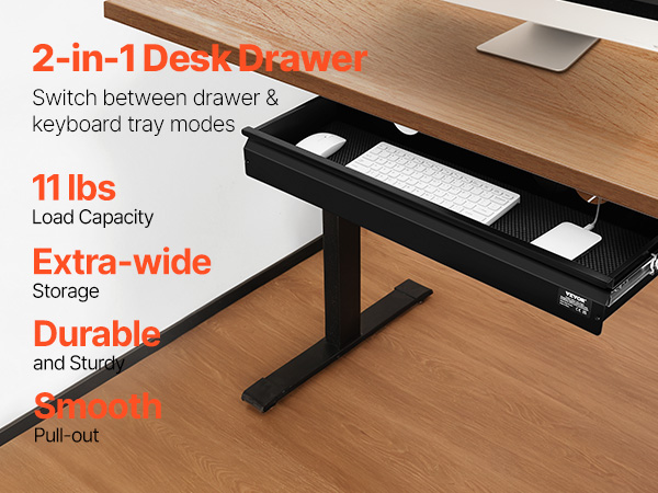 26 in Under Desk Drawer Organizer Slide-out Drawer Space Saver for Home ...