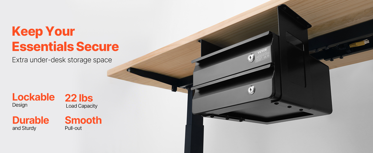 VEVOR 2 Drawer 13" Lockable Under Desk Drawer Organizer Slide-out ...