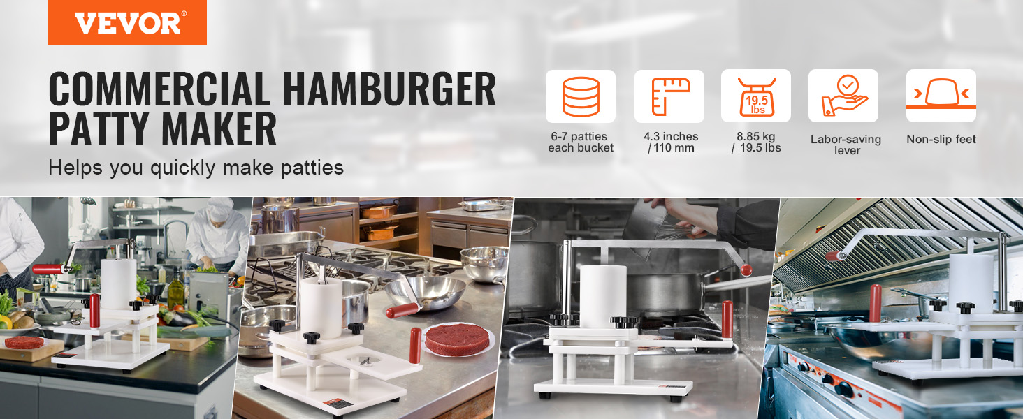 VEVOR Commercial Burger Press 4.3-Inch Commercial Hamburger Patty Maker ...