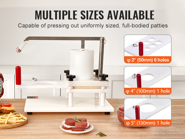 VEVOR Commercial Burger Patty Maker, 3 Convertible Mold(2/4/5-inch ...