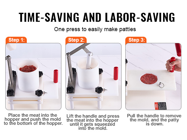 VEVOR Commercial Burger Patty Maker, 3 Convertible Mold(2/4/5-inch ...