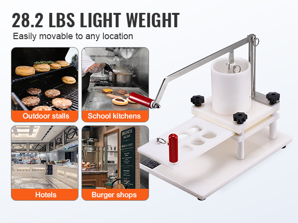 VEVOR Commercial Burger Patty Maker, 3 Convertible Mold(2/4/5-inch ...