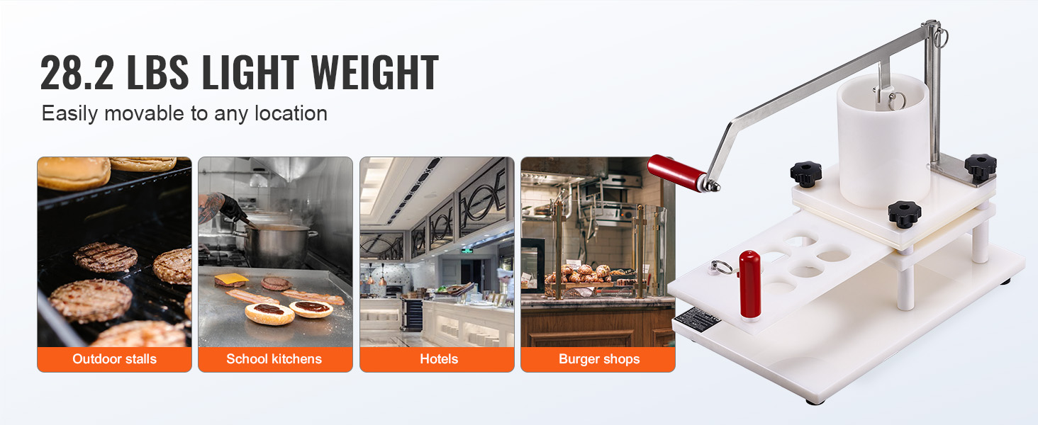 VEVOR Commercial Burger Patty Maker, 3 Convertible Mold(2/4/5-inch ...