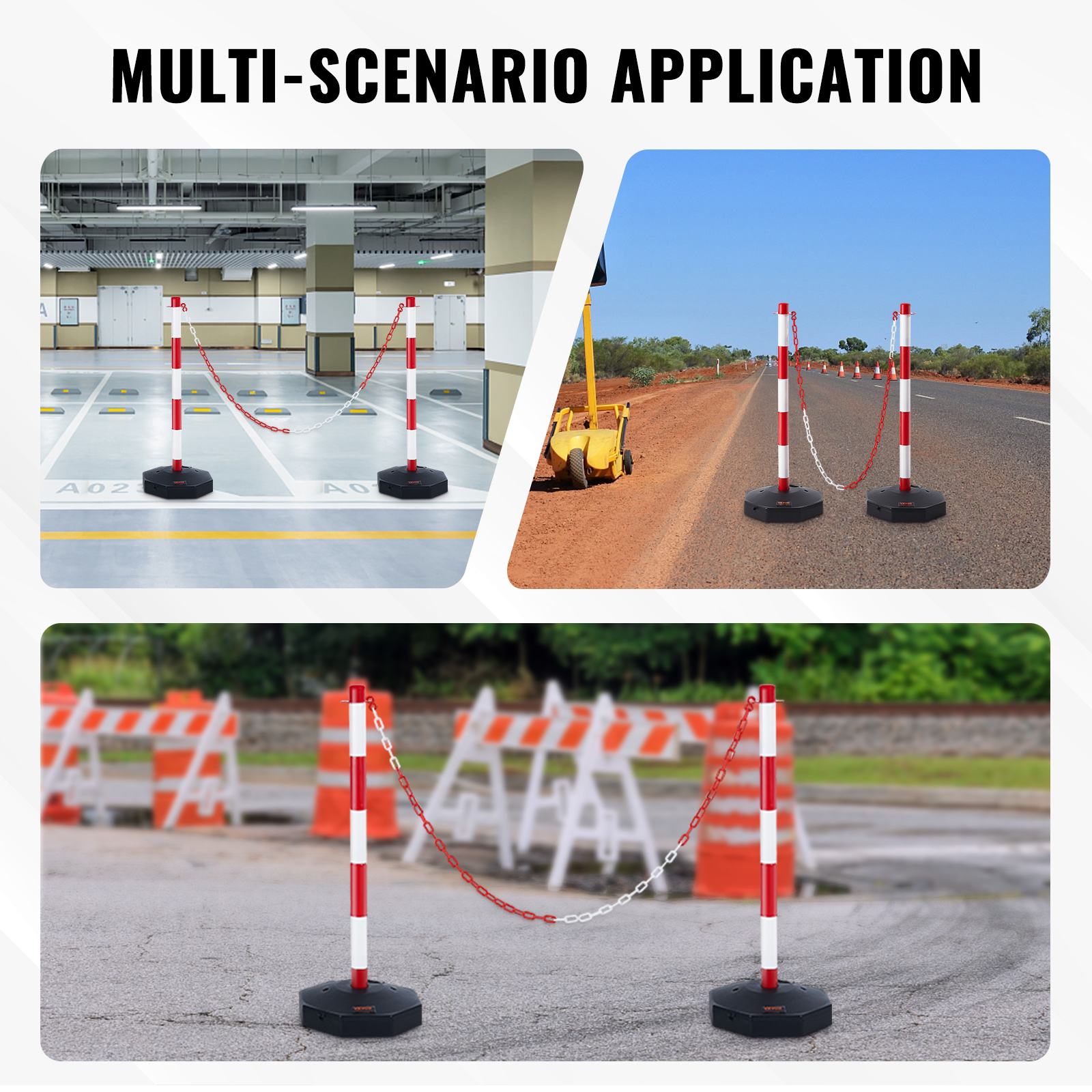 VEVOR 2/4/6PCs Traffic Delineator Post Cones with Fillable Base 8/6.6FT ...