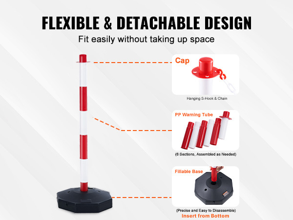 VEVOR Adjustable Traffic Delineator Post Cones, 6 Pack, Traffic Safety ...