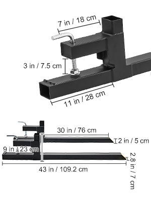 VEVOR Clamp on Pallet Forks 2000lbs Tractor Forks 43" Heavy Duty Bucket ...