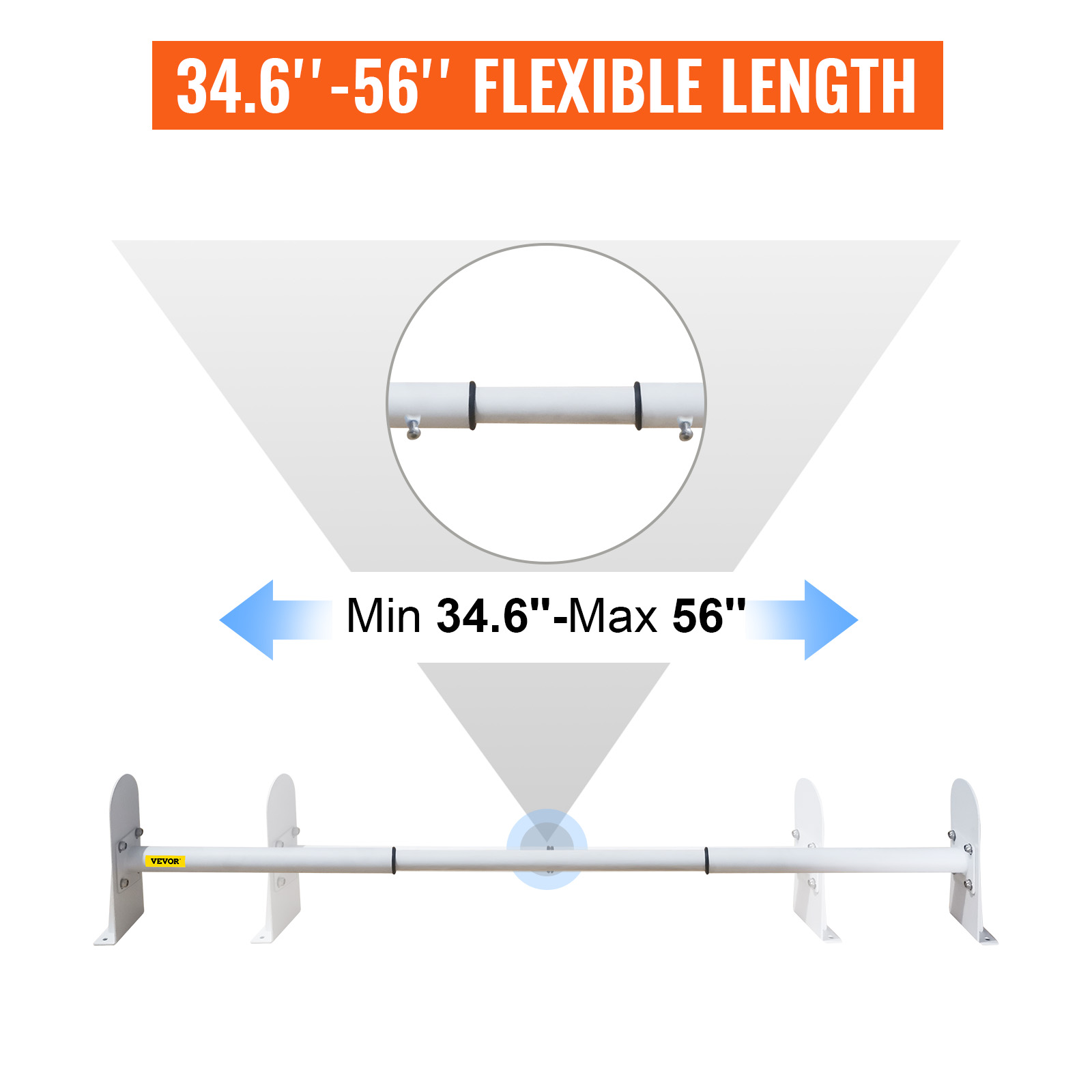 VEVOR Roof Ladder Rack Van Ladder Rack 34.6"-56" Adjustable 3 Bars 500 ...