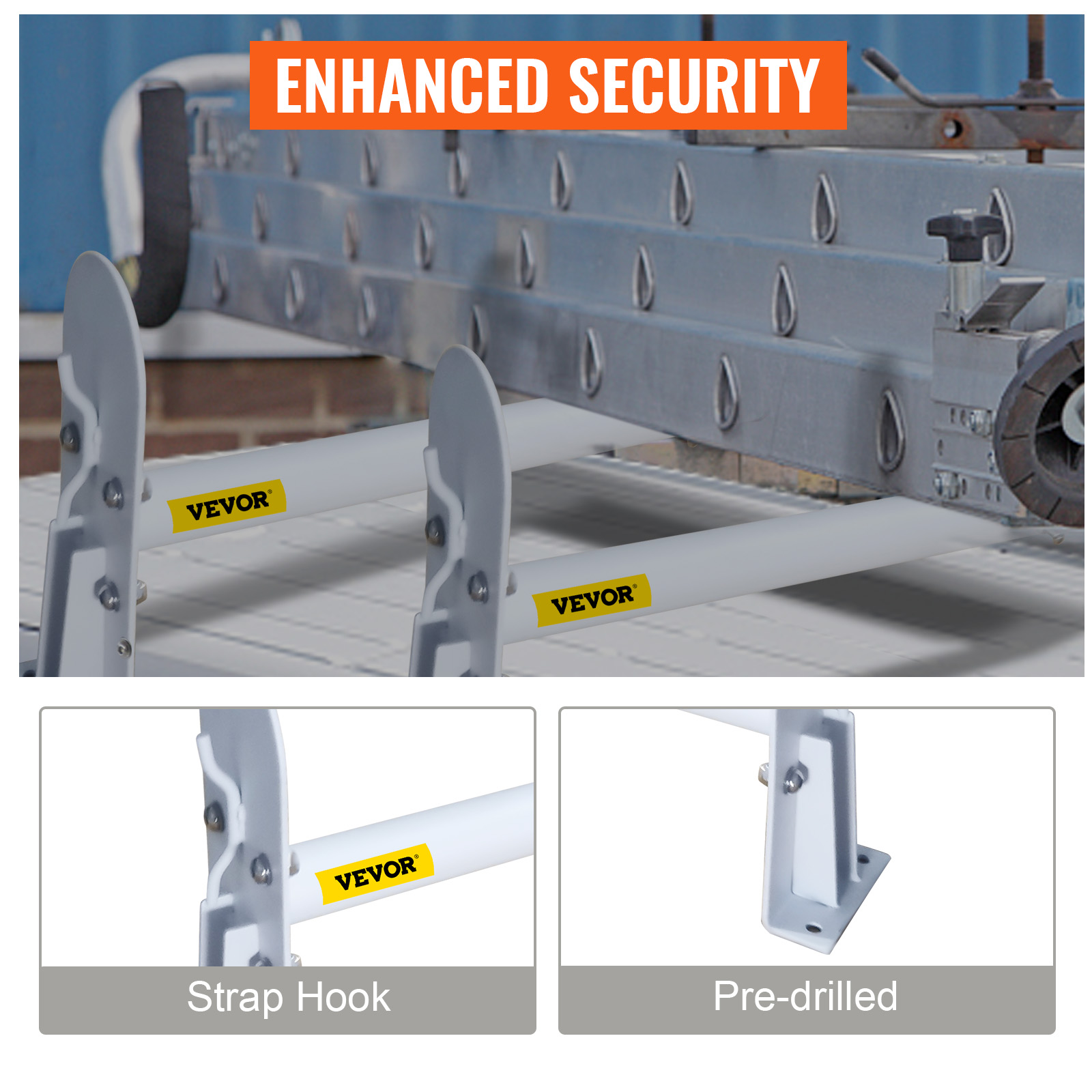 VEVOR Roof Ladder Rack Van Ladder Rack 34.6"-56" Adjustable 3 Bars 500 ...