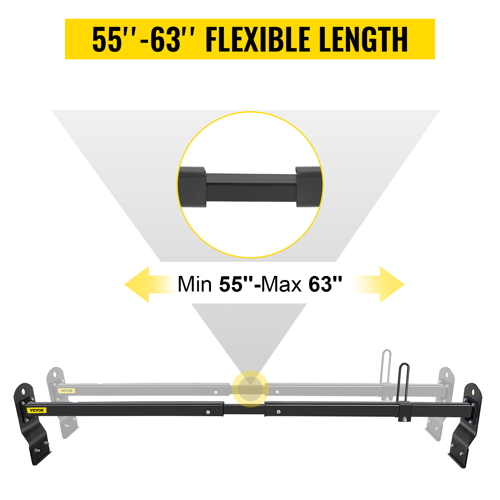 VEVOR Van Roof Ladder Rack, 2 Bars, 661 LBS Capacity, 55"-63 ...