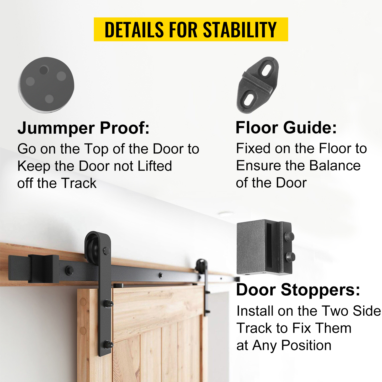 VEVOR Sliding Barn Door Hardware Kit, 7.5FT Barn Door Kit, 330LBS Load ...