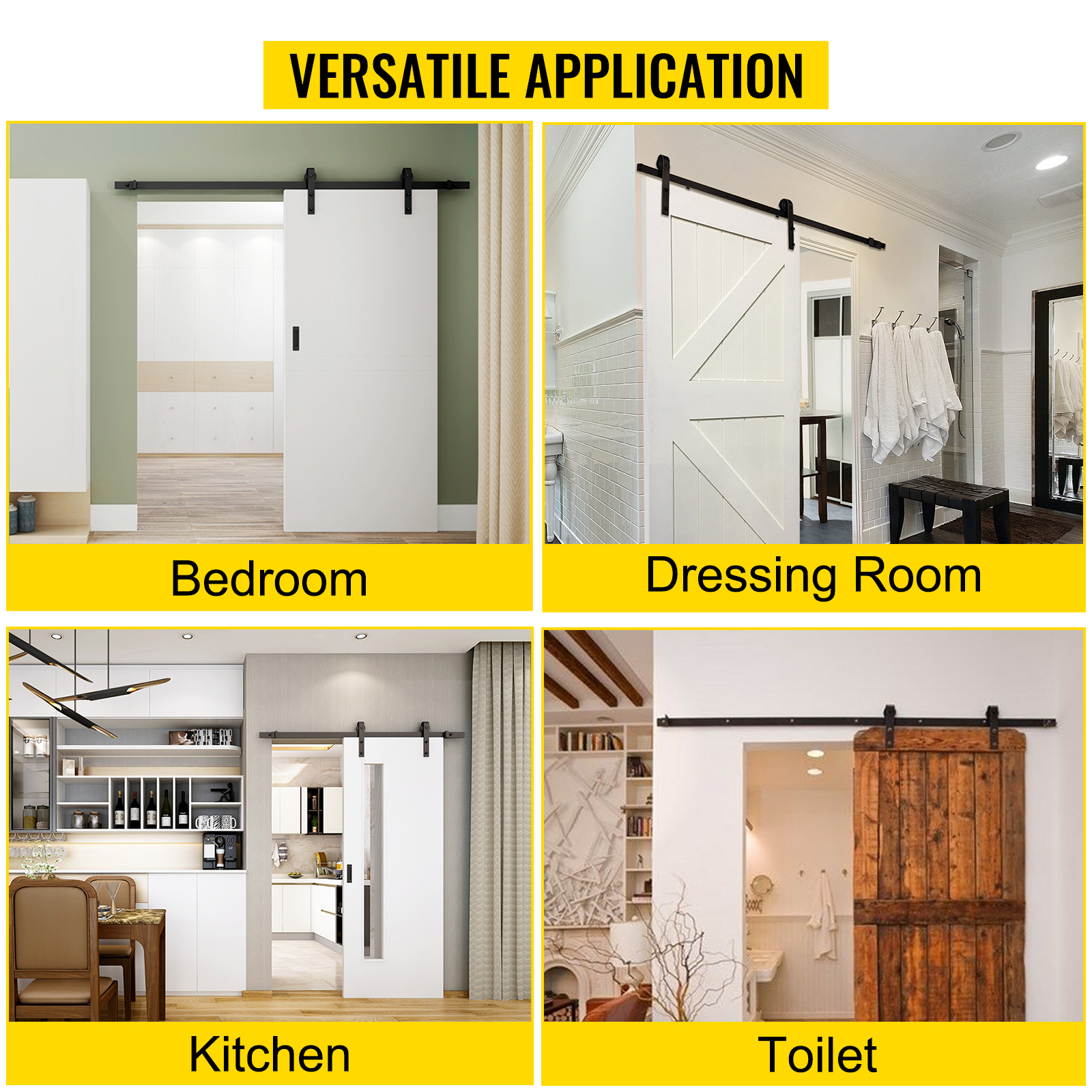 VEVOR Sliding Barn Door Hardware Kit, 8FT Barn Door Kit, 330LBS Load ...