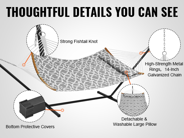 VEVOR Two Person Hammock with Stand Included, Double Hammock with ...