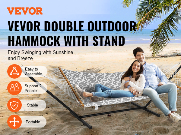 VEVOR Two Person Hammock with Stand Included Heavy Duty 480lb Capacity ...