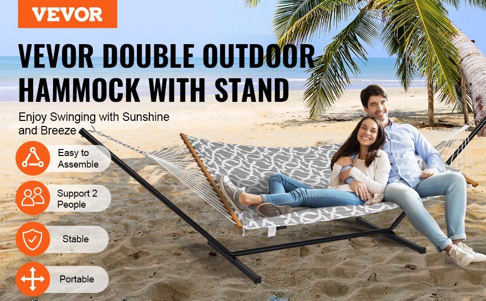 VEVOR Two Person Hammock with Stand Included Heavy Duty 480lb Capacity ...