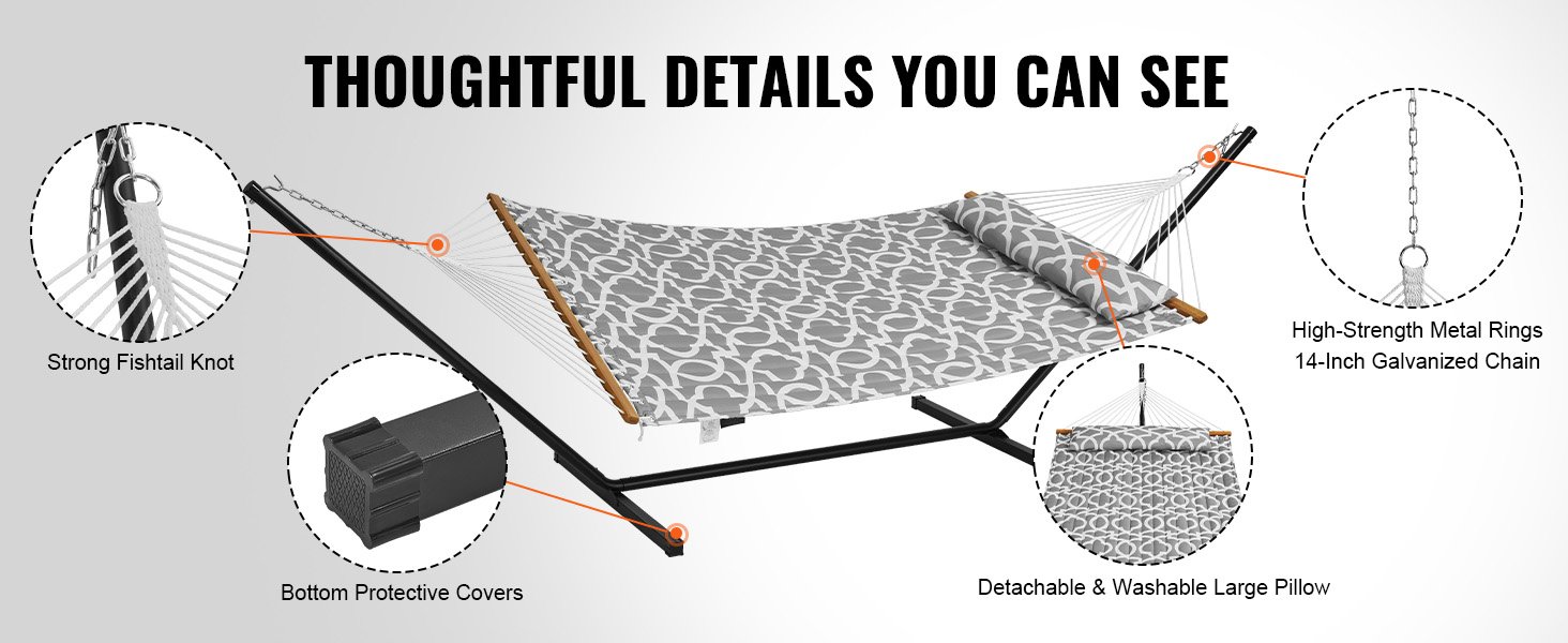 VEVOR Two Person Hammock with Stand Included Heavy Duty 480lb Capacity ...