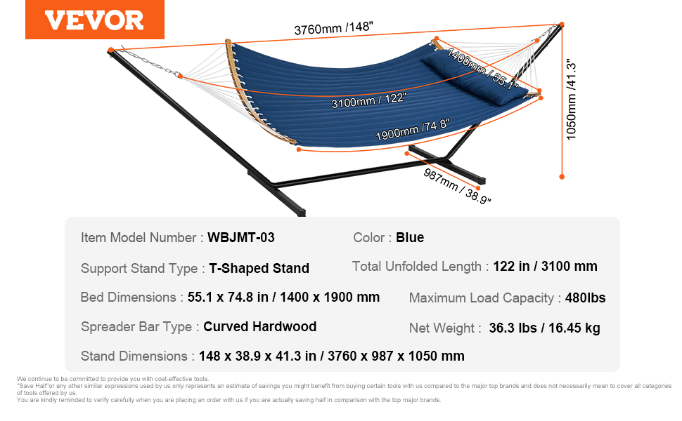 VEVOR Two Person Hammock with Stand Included, Double Hammock with ...