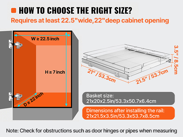 VEVOR 20"W x 21"D Pull Out Cabinet Organizer, Heavy Duty Slide Out ...