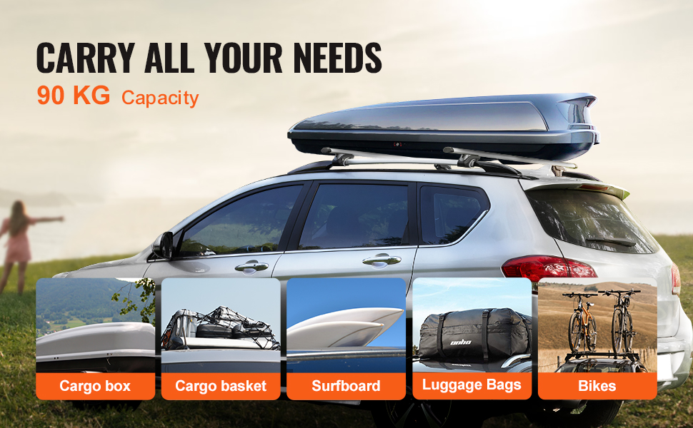 VEVOR Universal Roof Rack Crossbar 52" Length for Vehicle with Raised ...