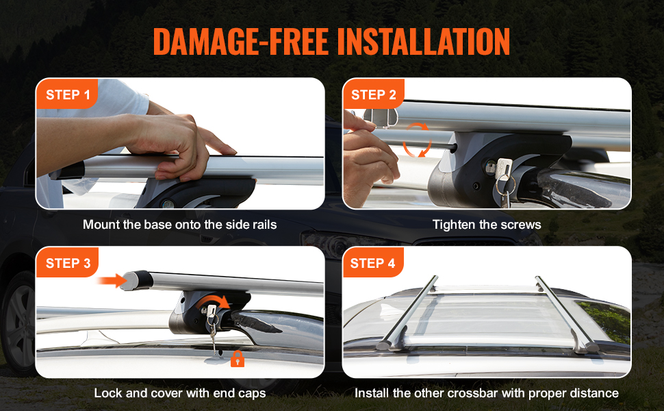 VEVOR Universal Roof Rack Crossbar 52" Length for Vehicle with Raised ...