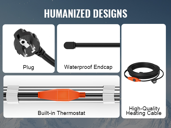 Pipe Heating Cable 60FT 7W/FT Heat Tape for Pipes with Built-in ...