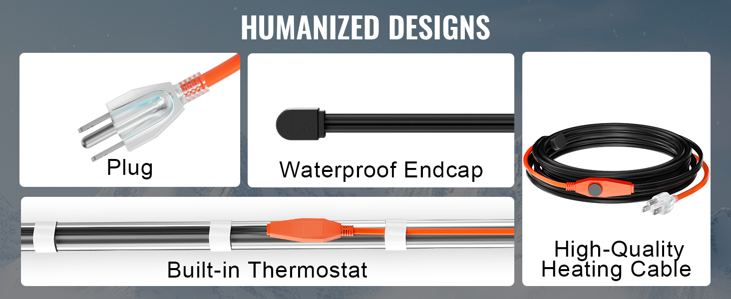 Pipe Heating Cable 18FT 7W/FT Heat Tape for Pipes with Built-in ...