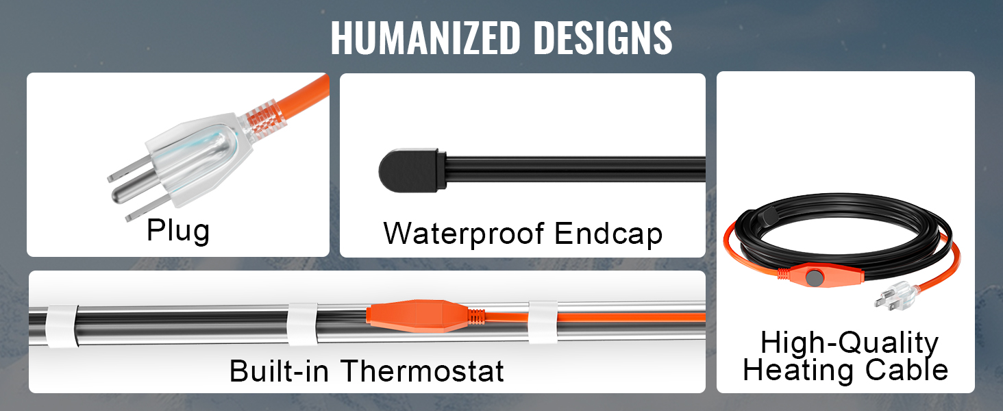 Pipe Heating Cable 12FT 7W/FT Heat Tape for Pipes with Built-in ...