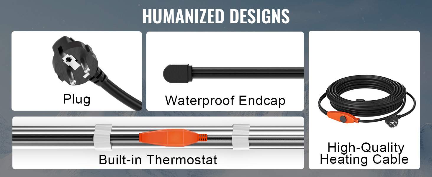 Pipe Heating Cable 80FT 7W/FT Heat Tape for Pipes with Built-in ...