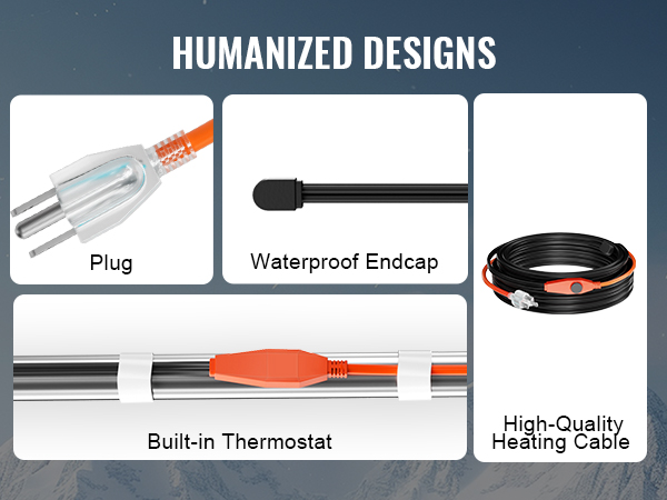 Pipe Heating Cable 80FT 7W/FT Heat Tape for Pipes with Built-in ...